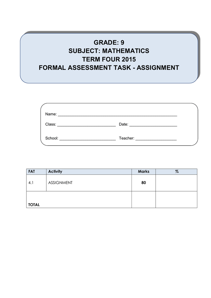 Grade 9 Mathematics Fat 4 1