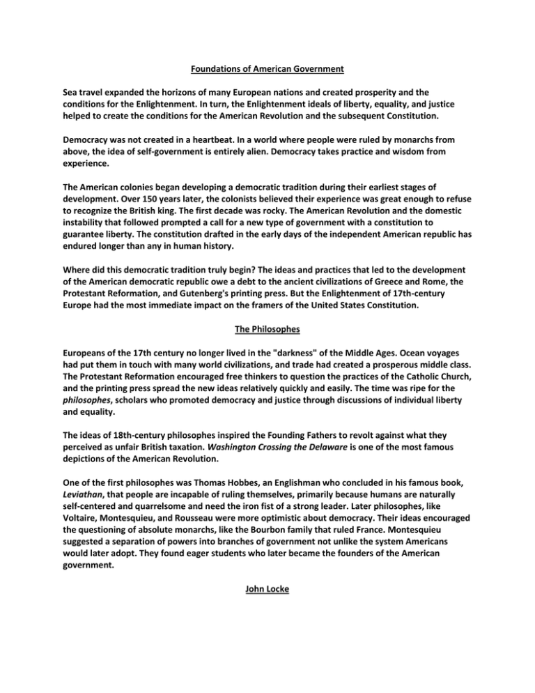 Foundations Of American Government