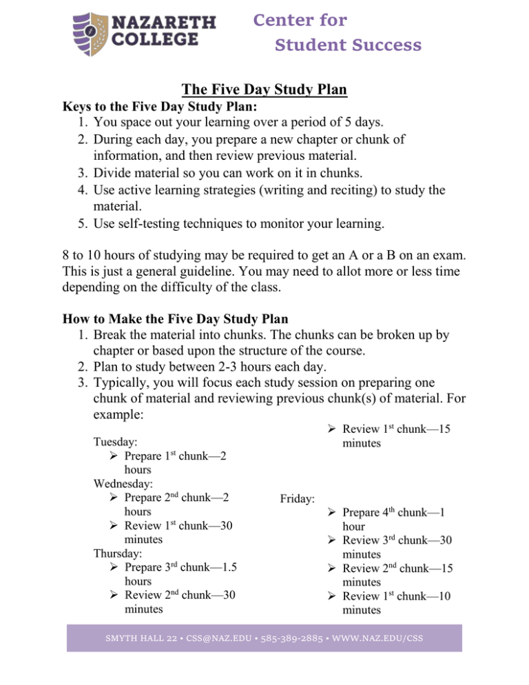 How To Make The Five Day Study Plan