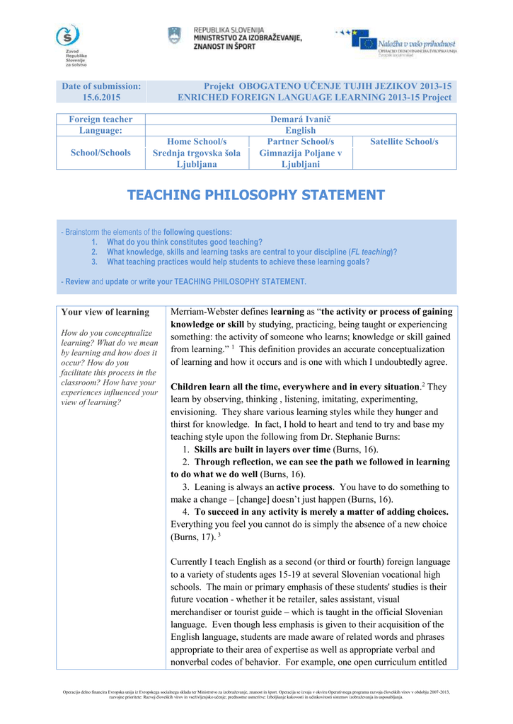 Teaching Philosophy Statement Teaching Philosophy Statement