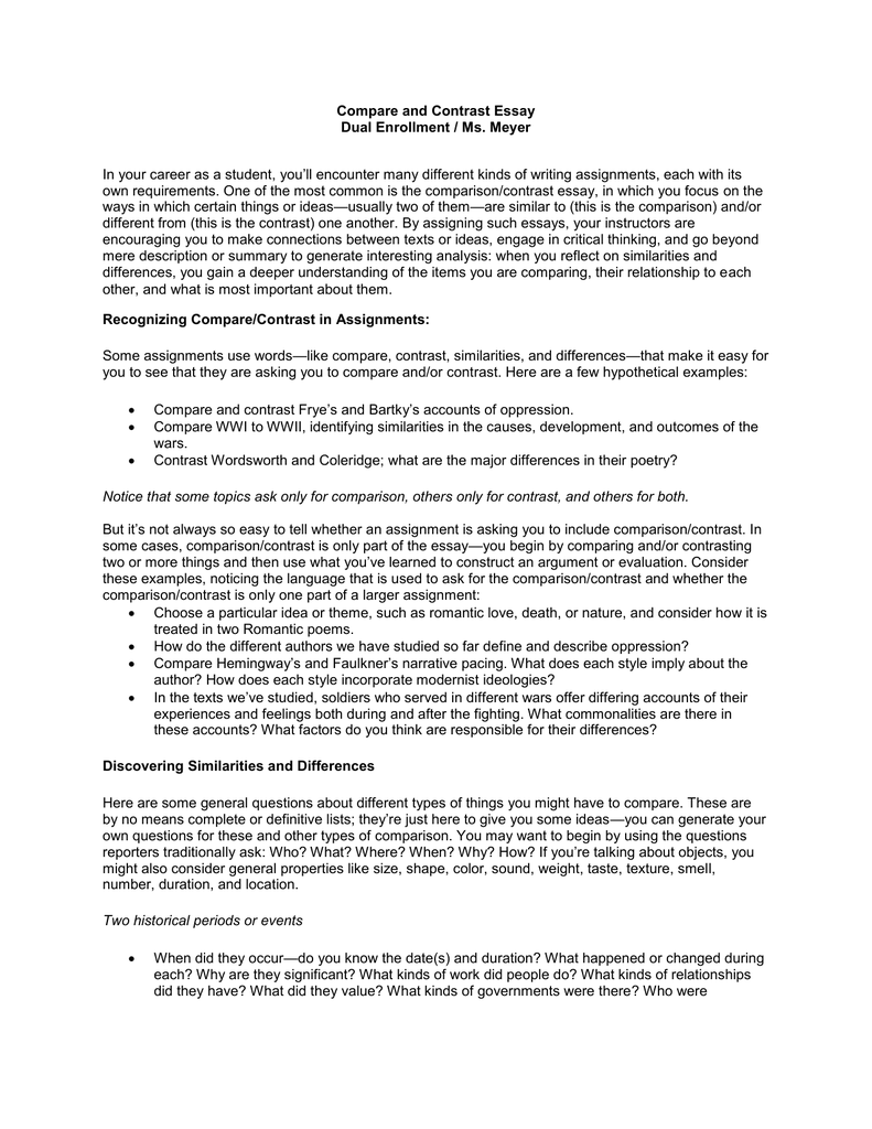 Compare And Contrast Essay Introduction Examples Slide Share Compare And Contrast Essay Introduction Examples Slide Share