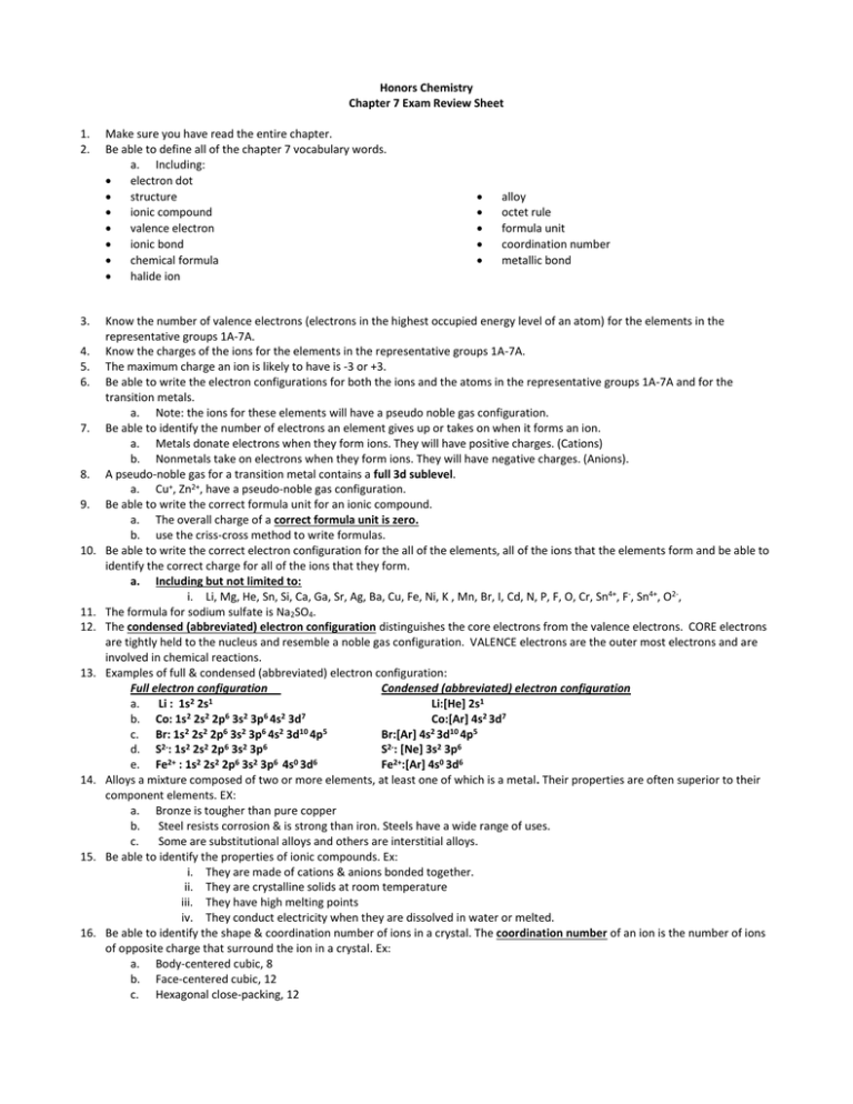 Chapter 7 Test Review Chapter 7 Test Review