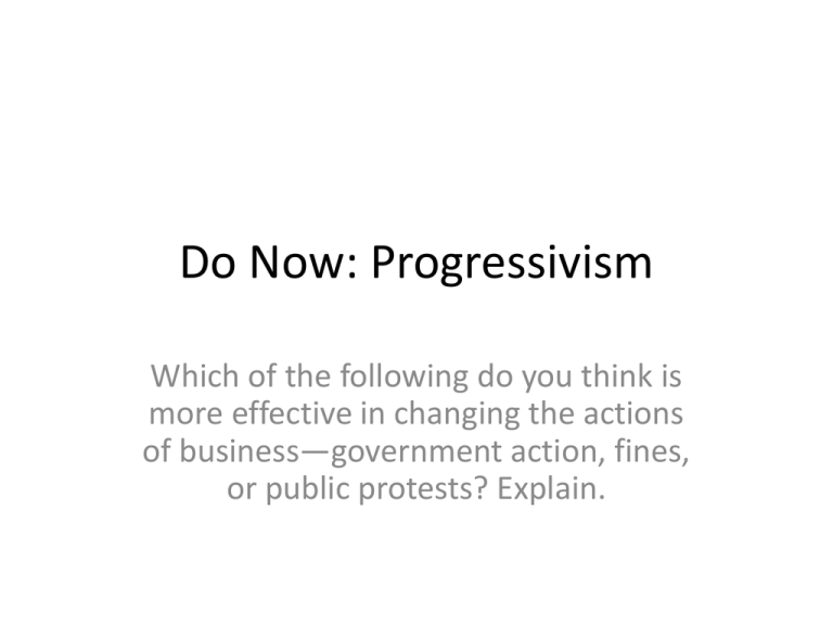 Do Now Progressivism Long Branch Public Schools
