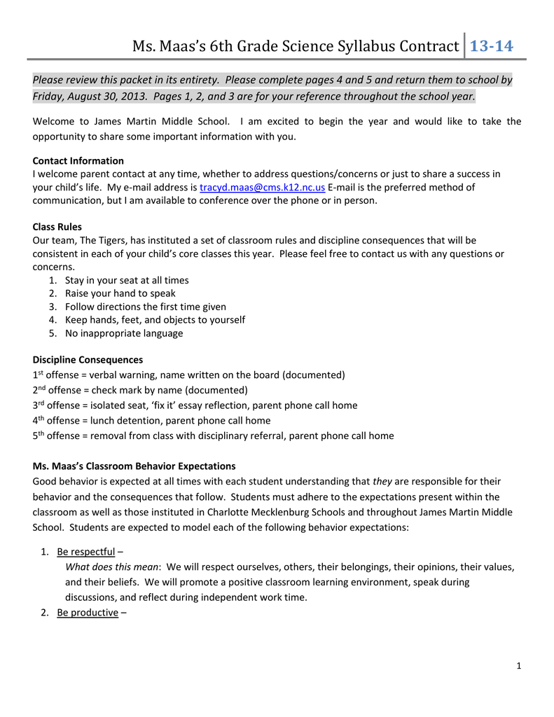6th Grade Science Syllabus For Ms Maas s Class Tracymaas 6th Grade Science Syllabus For Ms Maas s Class Tracymaas