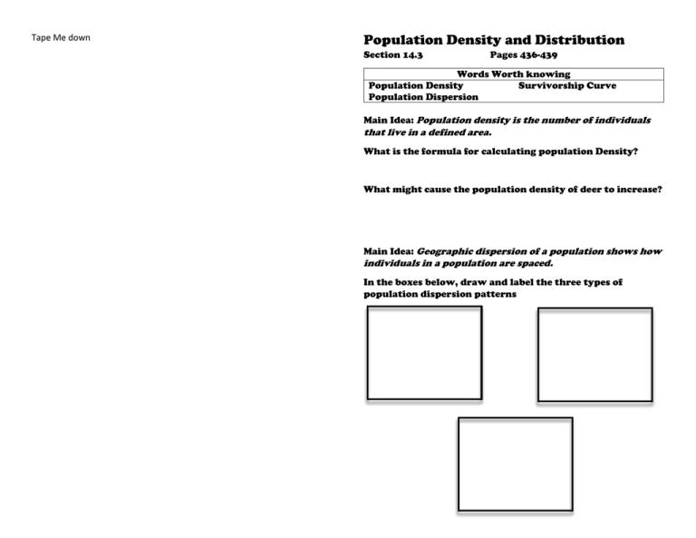 Tape Me Down Population Density And Distribution Section 14 3