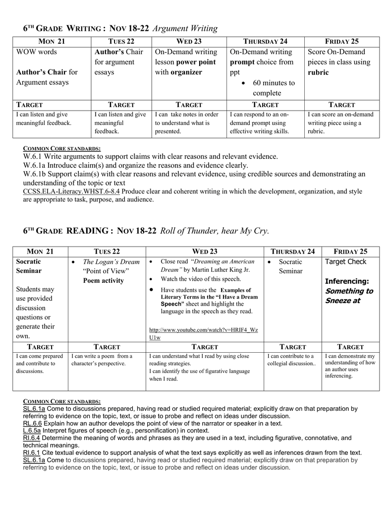 Lesson Plans For 6th Grade Lesson Plans For 6th Grade