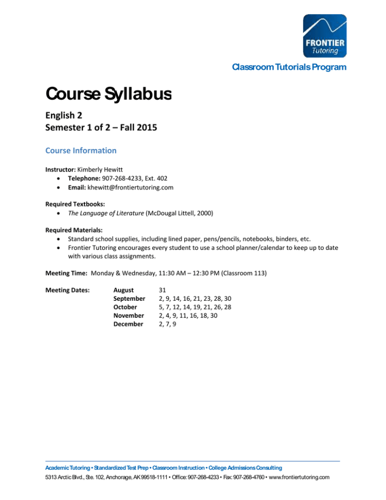 Semester 1 Of 2 Fall 2015