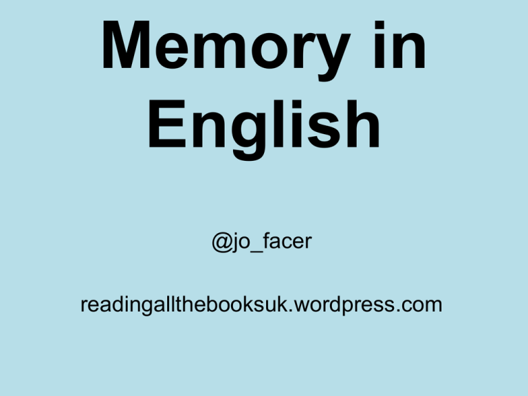 Memory In English Memory In English