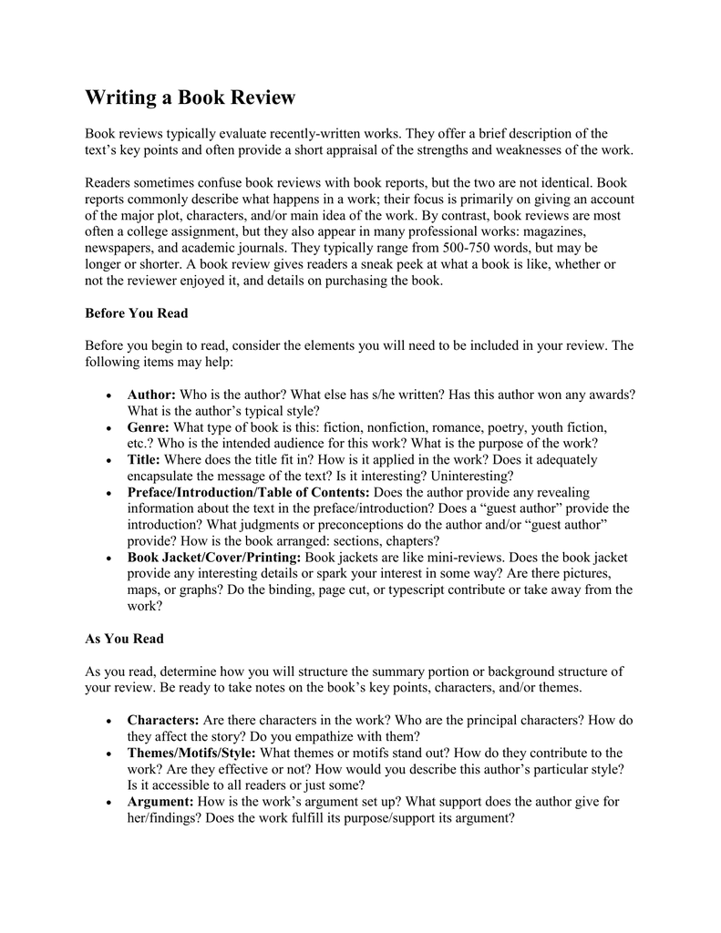 Writing A Book Review