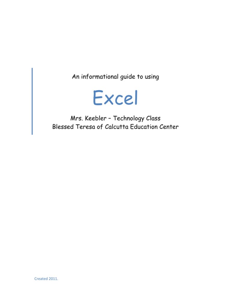 EXCEL KEY TERMS Active Cell