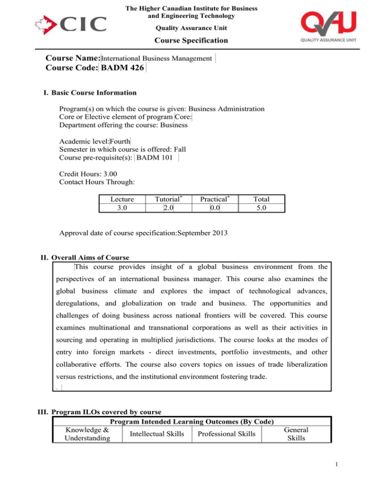 Course Title course Code 