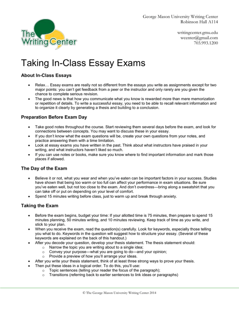 Taking In-Class Essay Exams