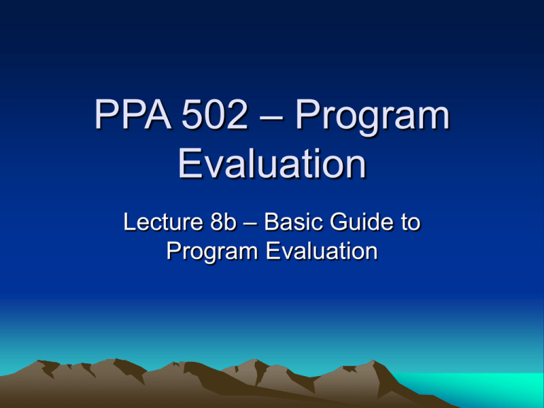 Basic Guide To Program Evaluation