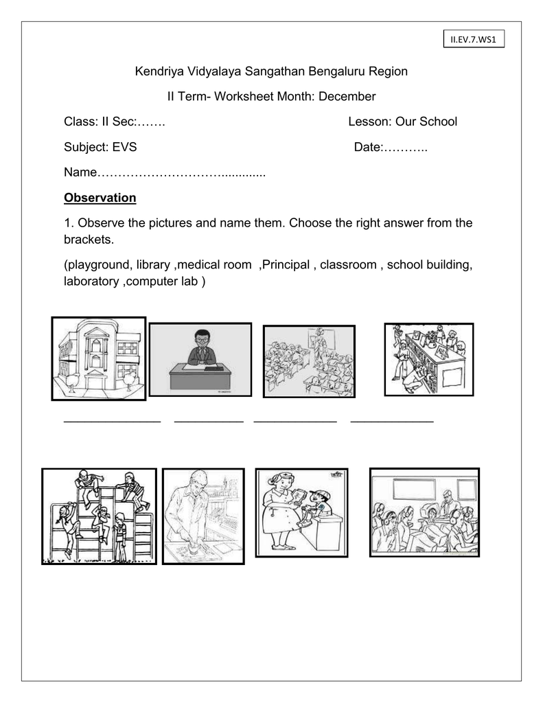 CLASS II EVS Lesson VII Worksheet CLASS II EVS Lesson VII Worksheet
