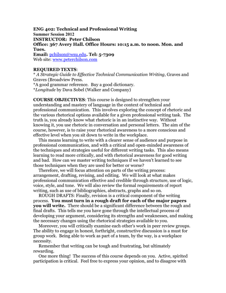 ENG 402: Technical and Professional Writing