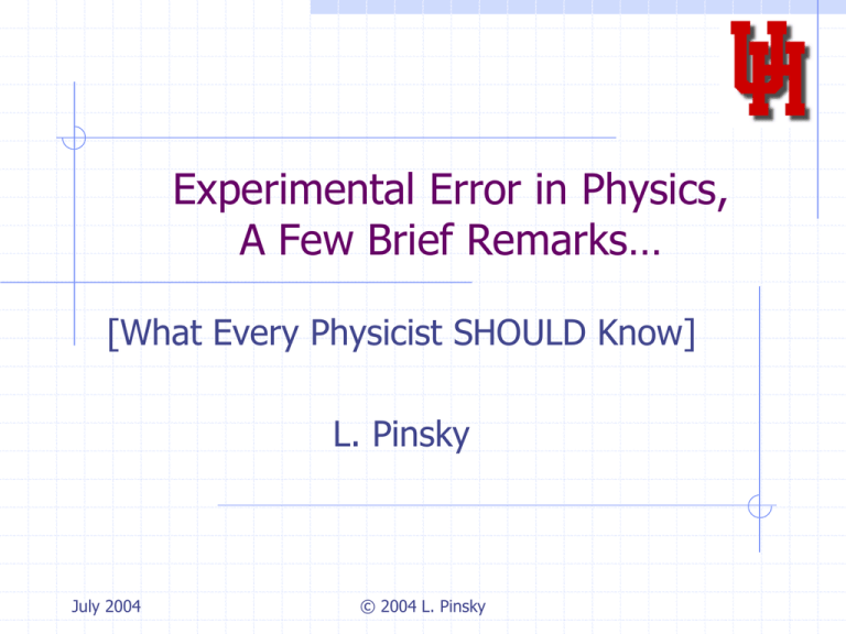 Experimental Error In Physics