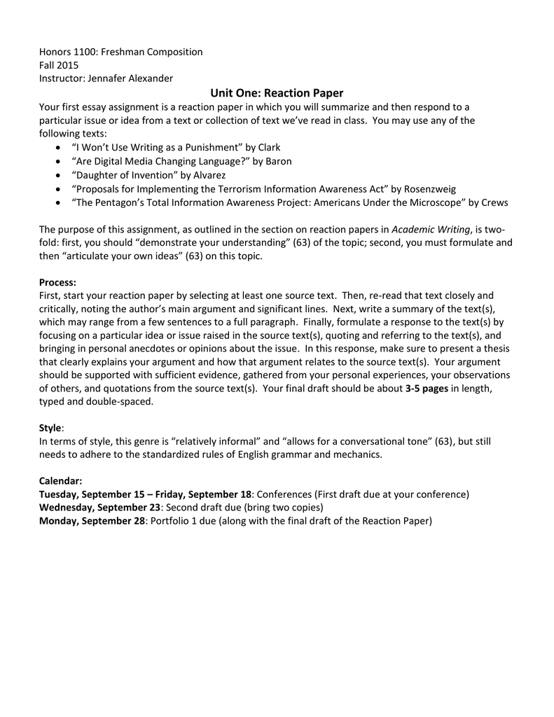  Reaction Essay Writing A Response Or Reaction Paper With Examples
