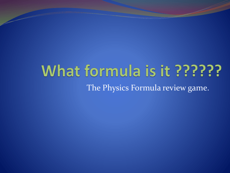 What Formula Is It What Formula Is It