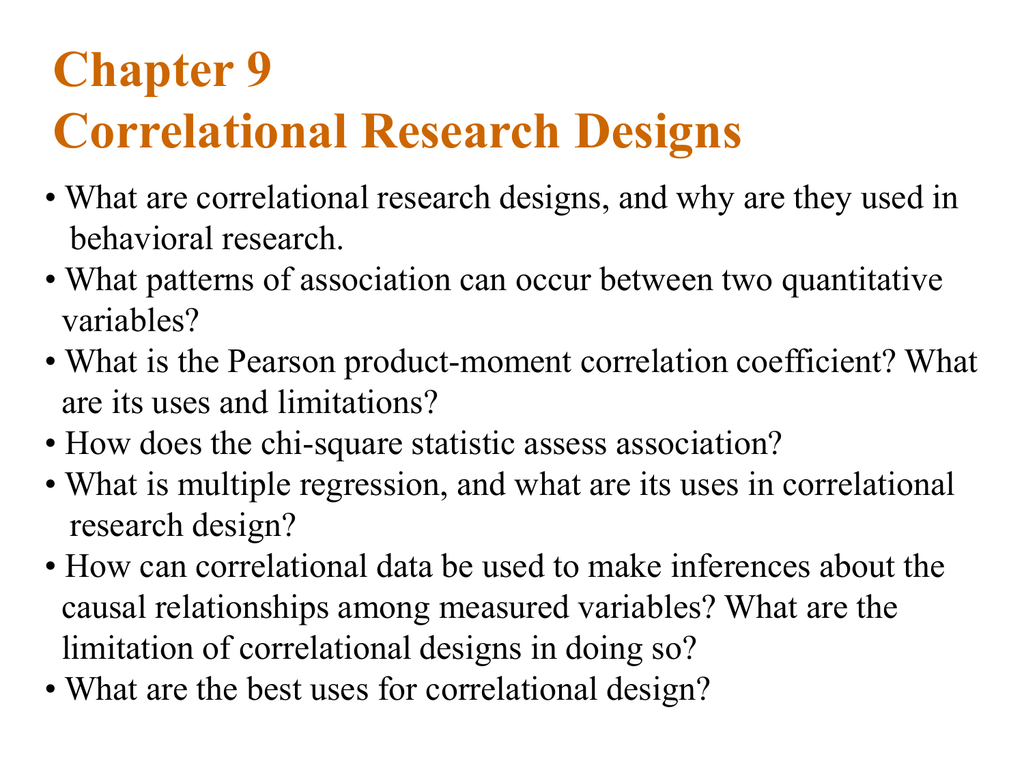 Chapter 9 Correlational Research Designs
