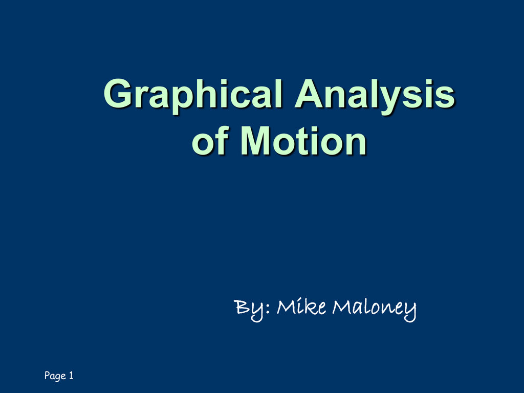 Graphical Analysis Of Motion