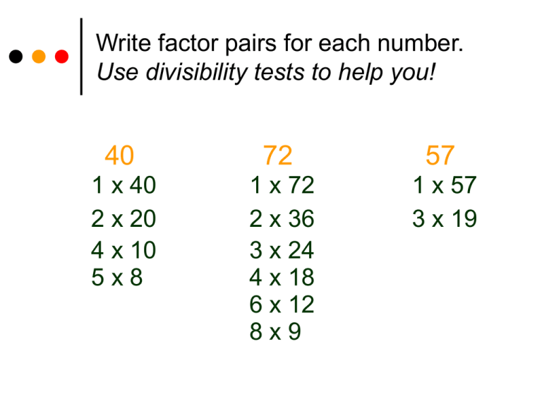 Make A Prime Factor Tree For Each Number 