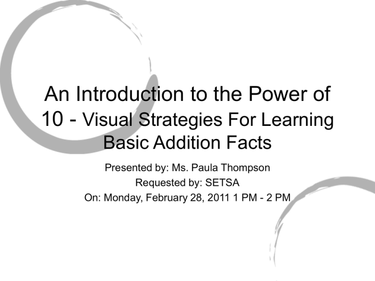 Power of 10: Visual Addition Strategies for Elementary Math