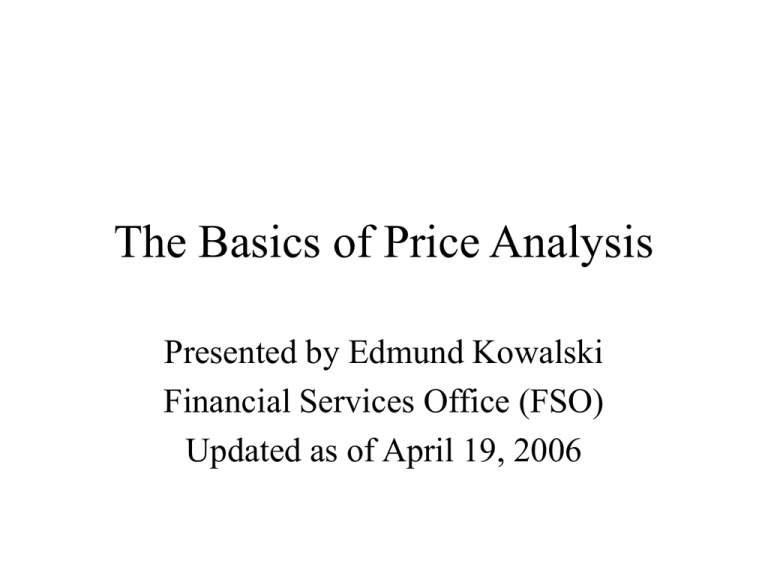 Price Analysis Basics
