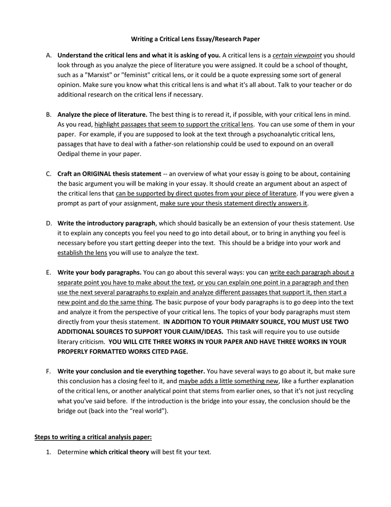 Writing A Critical Analysis Essay How To Write A Critical Essay Step 