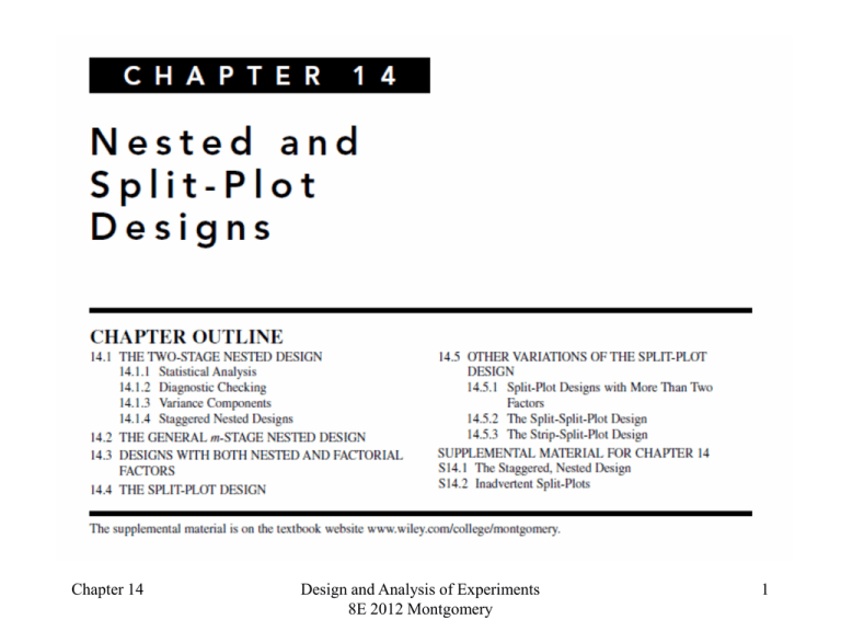 Nested & Split-Plot Designs: Engineering Experiments