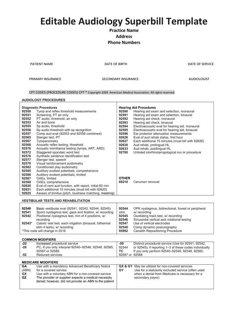 Icd 10 Ophthalmology Superbill Template Psychotherapy Superbill 