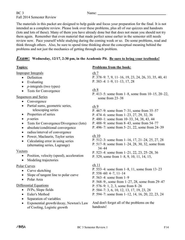 Final Exam Review