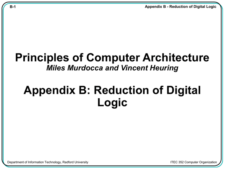 Reduction of Digital Logic