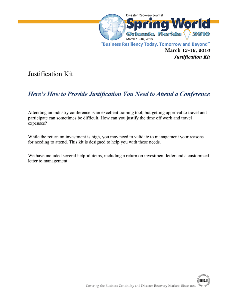 Justification For Training Sample Letter