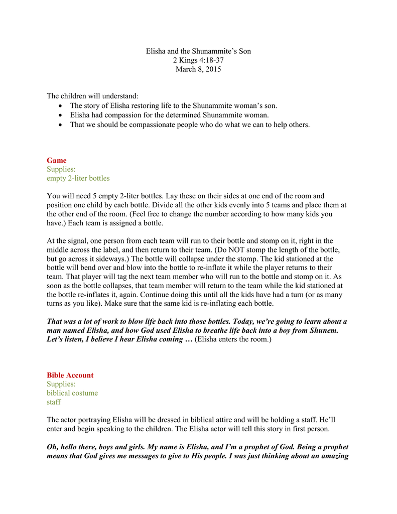 Elisha And The Shunammite s Son 2 Kings 4 18 Elisha And The Shunammite s Son 2 Kings 4 18