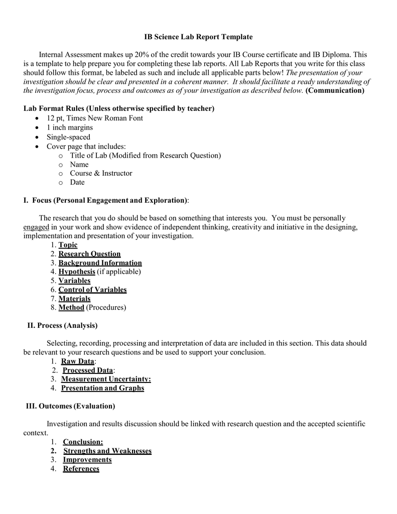 IB Lab Report Template IB Science Lab Report Template 2016