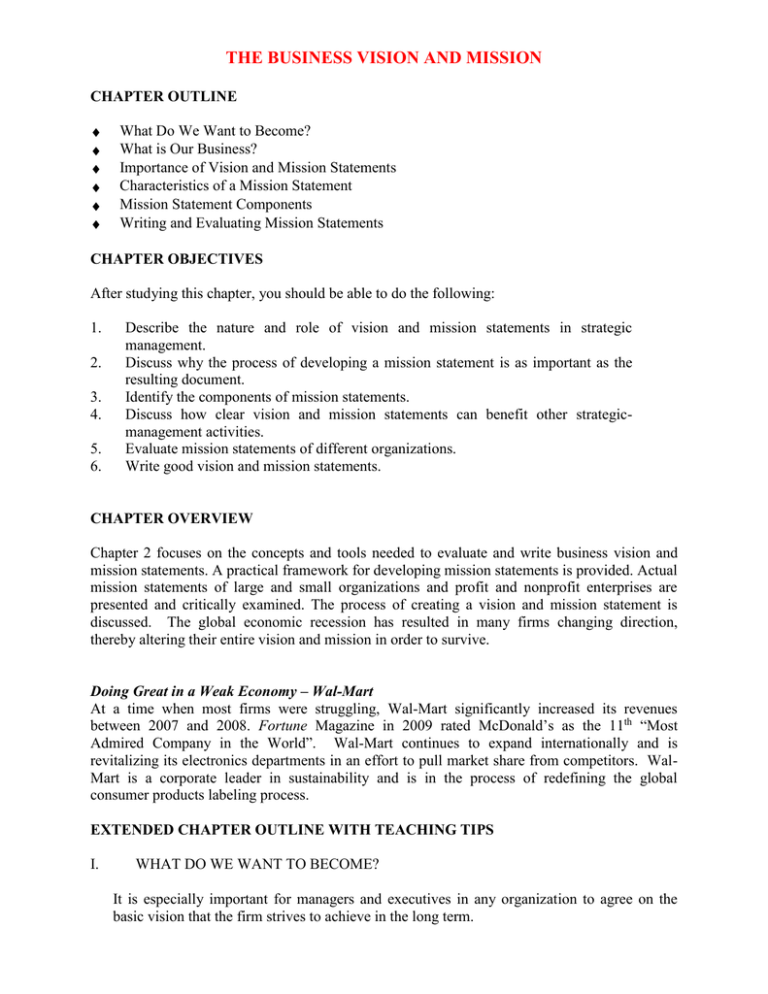 The Business Vision And Mission