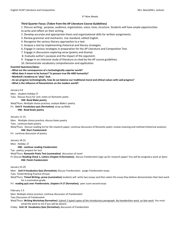 3rd Nine Weeks Syllabus