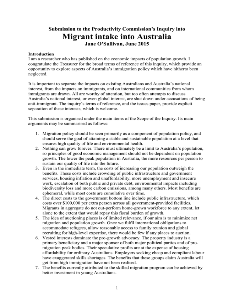 Jane O*Sullivan - Productivity Commission