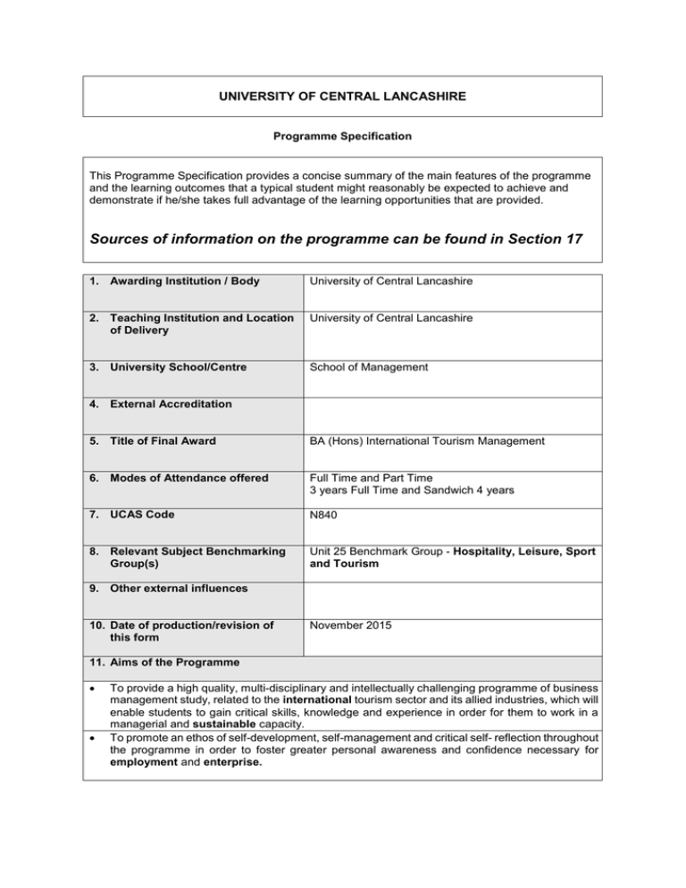 course specification.