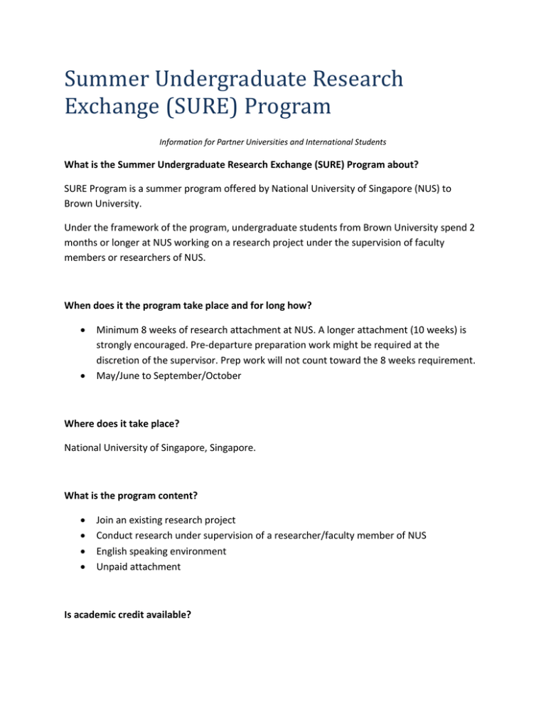 Sure Information Sheet