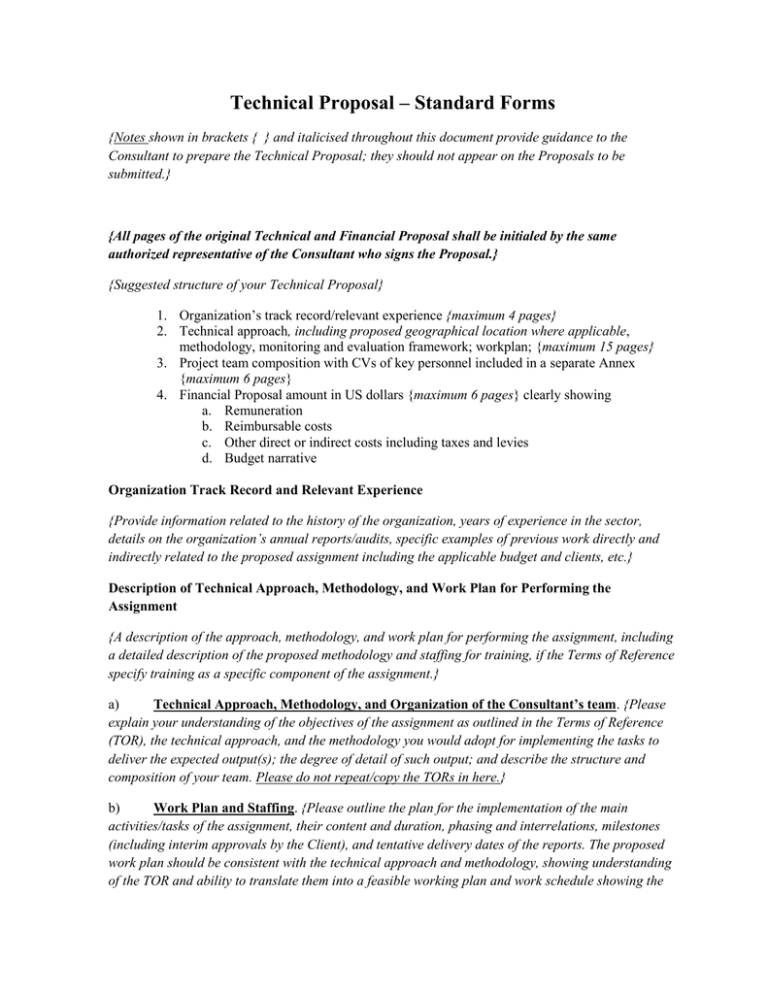Sample Technical And Financial Proposal Format