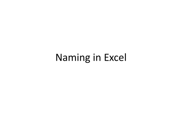 Naming In Excel