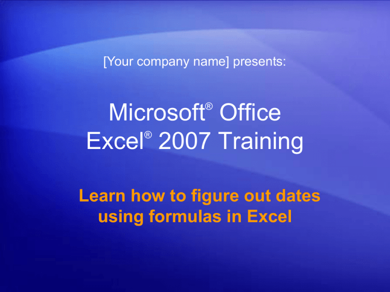 Basic Formulas Dates