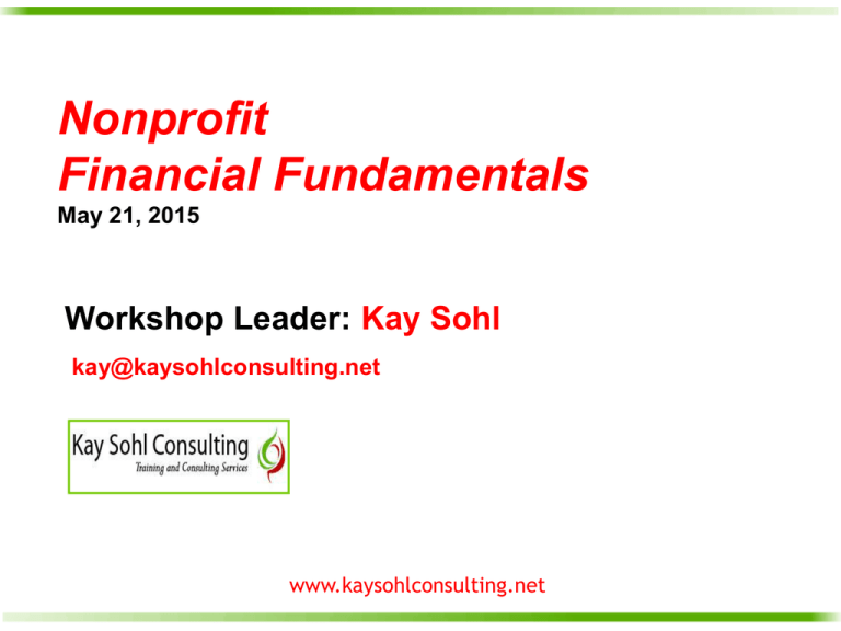 Nonprofit Basics Online Financial Management Basics