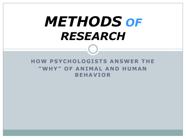 METHODS OF RESEARCH