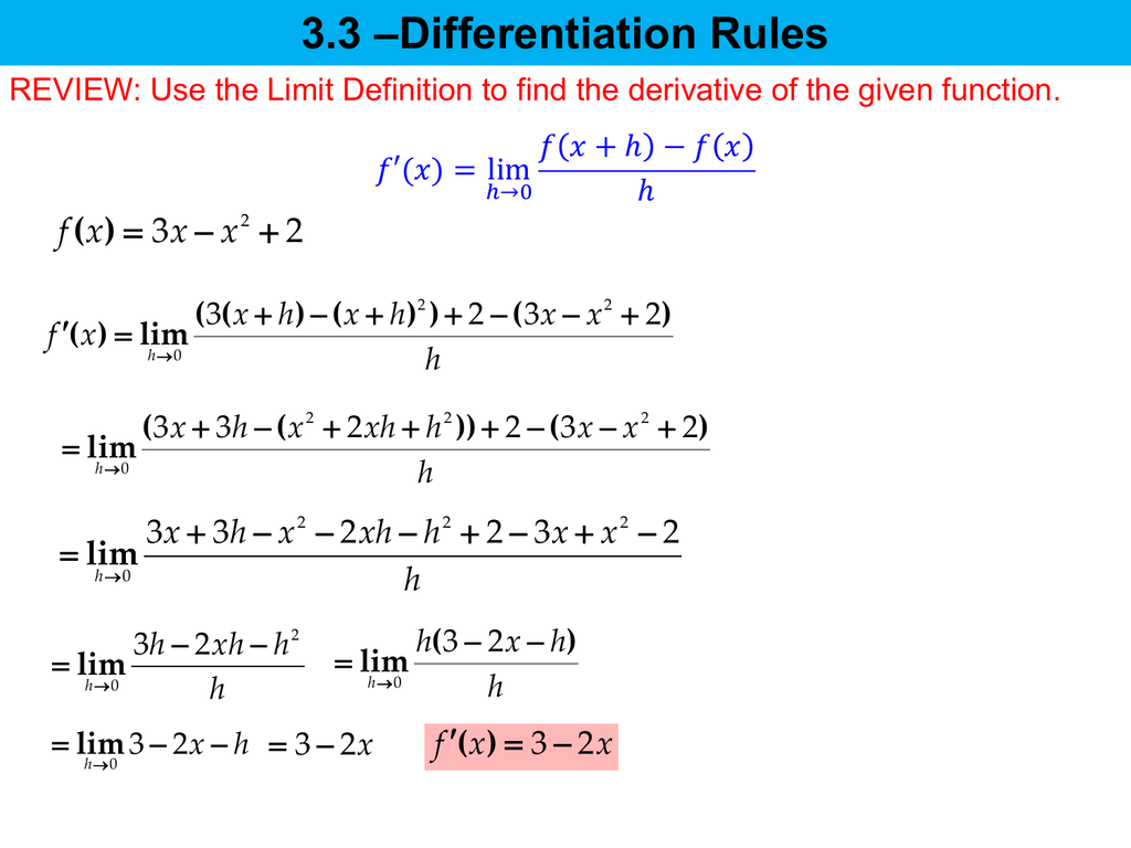 Differentiation Rules And Section 3 4