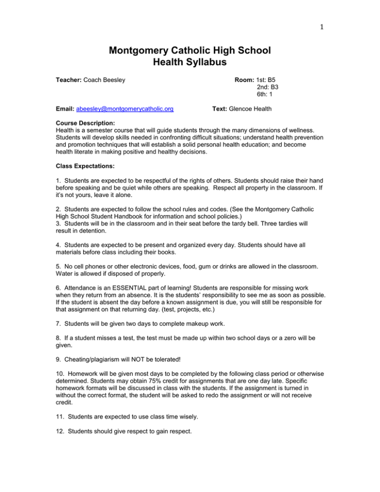 Health Syllabus 2014