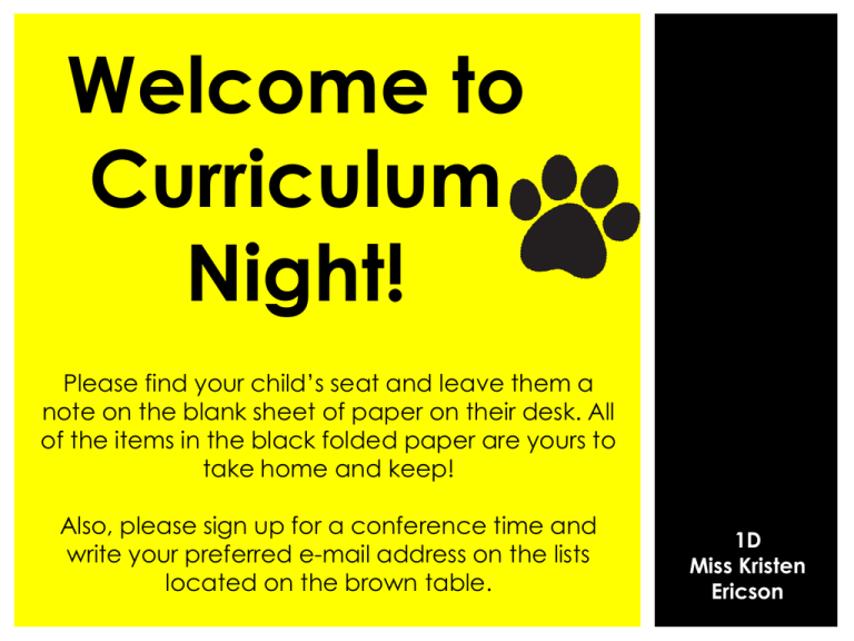 Curriculum Night Presentation - North Allegheny School District