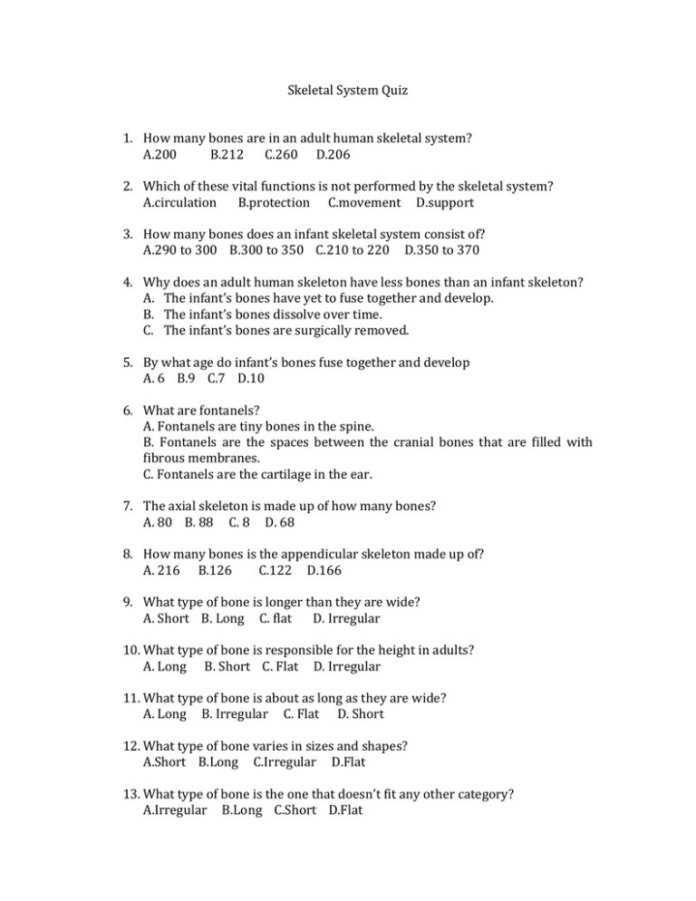 Skeletal System Quiz