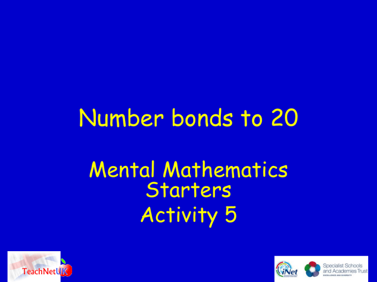 Number Bonds To 20 Teachnet UK home Number Bonds To 20 Teachnet UK home